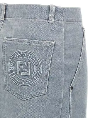 Fendi Go-to" Embossed Denim Miniskirt