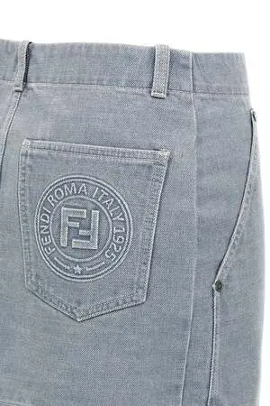 Fendi Go-to" Embossed Denim Miniskirt