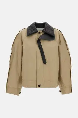 Bottega Veneta Cotton Jacket With Leather Collar