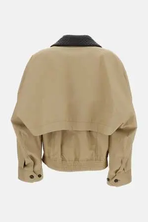 Bottega Veneta Cotton Jacket With Leather Collar