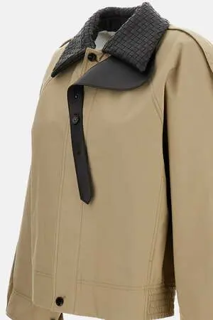 Bottega Veneta Cotton Jacket With Leather Collar