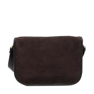 Valentino Garavani Suede Crossbody Bag With Gold Tone Hardware - Brown