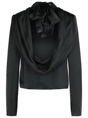 ROTATE BY BIRGER CHRISTENSEN Draped Top In Polyester - Black