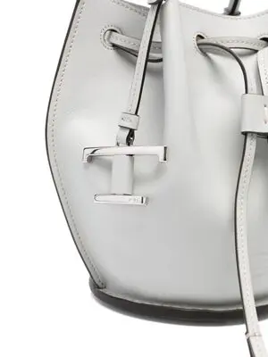 TOD'S Logo-charm Leather Mini Bucket Bag - Gray