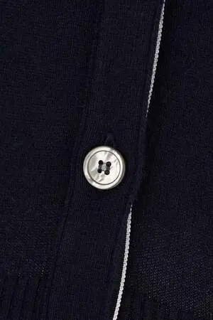 Thom Browne Ribbed V-neck Cardigan With Striped Sleeves
