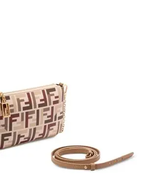Fendi Ff Fabric Baguette Pouch With Chain - Multicolor