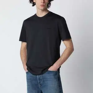 Zegna Navy T-shirt With Embroidered Logo