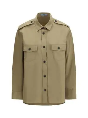 Prada PRADA Cotton Poplin Shirt With Classic Collar And Chest Pockets Cream