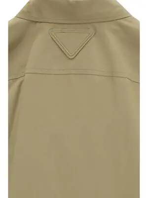 Prada Cotton Poplin Shirt With Classic Collar And Chest Pockets - Cream