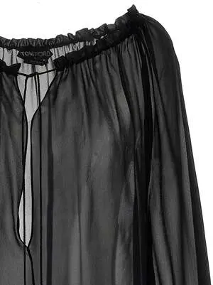 TOM FORD Silk Georgette V-neck Blouse With Adjustable Drawstring