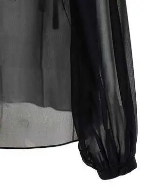 TOM FORD Silk Georgette V-neck Blouse With Adjustable Drawstring