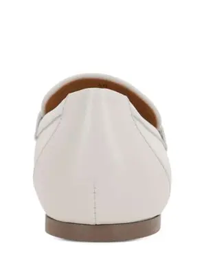TOD'S Calf Leather Loafers With Metal Bar Detail - White