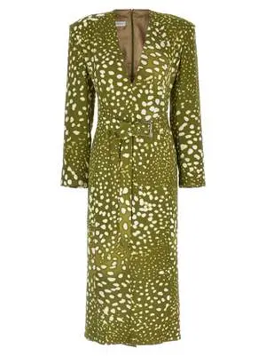 Dries Van Noten Dohana' Printed Viscose Dress With Belt - Green