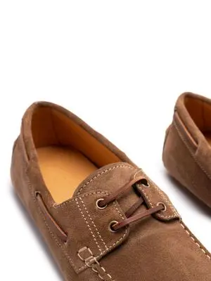 TOD'S Suede Gommino Bubble Lace-up Boat Loafers - Brown