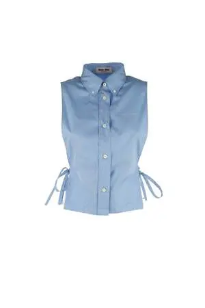 Miu Miu Sleeveless Button-up Shirt With Tie Detail