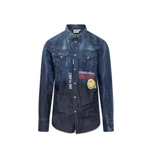 Dsquared2 X Smiley Denim Shirt - Blue