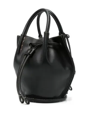 TOD'S Logo Charm Leather Mini Bucket Bag - Black