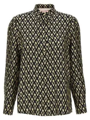 Valentino Garavani Silk "toute La V" Logo Print Shirt