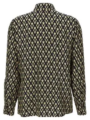 Valentino Garavani Silk "toute La V" Logo Print Shirt