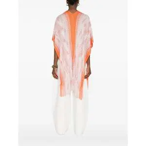 Missoni Zigzag Pattern Cape With Fringe Details