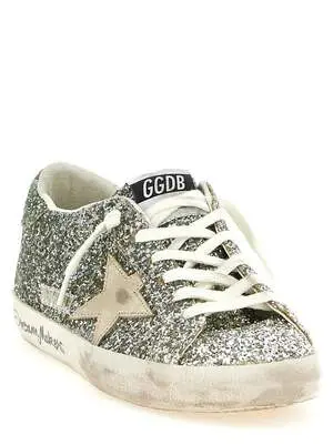 GOLDEN GOOSE Super Star Glitter Sneakers - Silver