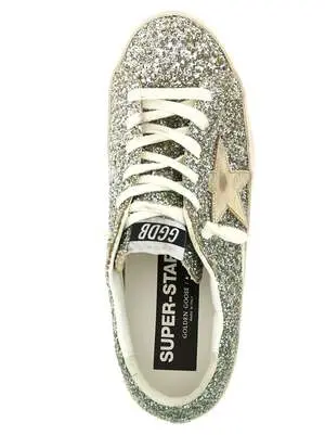 GOLDEN GOOSE Super Star Glitter Sneakers - Silver