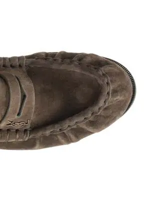 Saint Laurent Suede Moccasin Loafers - Gray