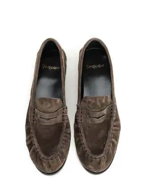 Saint Laurent Suede Moccasin Loafers - Gray