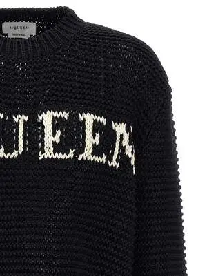 Alexander McQueen Textured Cotton Crew Neck Logo Sweater