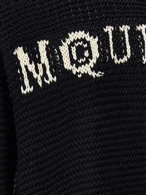 Alexander McQueen Textured Cotton Crew Neck Logo Sweater
