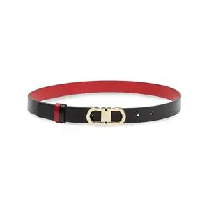 FERRAGAMO Gancini Buckle Two-tone Leather Belt