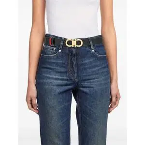 FERRAGAMO Gancini Buckle Two-tone Leather Belt