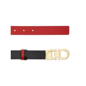 FERRAGAMO Gancini Buckle Two-tone Leather Belt