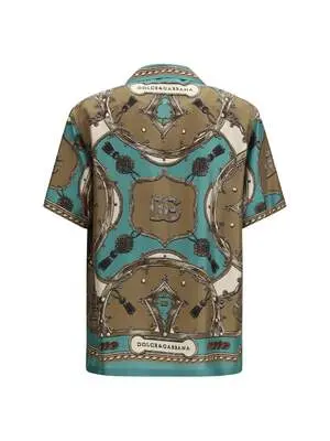 Dolce & Gabbana Hawaii Shirt In Washed Silk Twill With Cargo Print