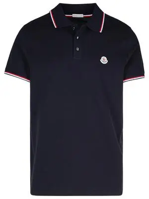Moncler Navy Cotton Polo Shirt - Blue