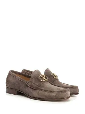Valentino Garavani Vlogo Signature Suede Loafers - Gray