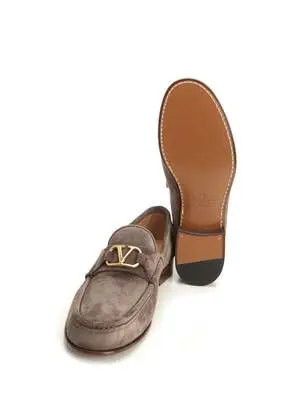Valentino Garavani Vlogo Signature Suede Loafers - Gray