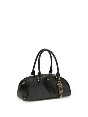 Chloé Bowling Handbag In Smooth Calfskin Leather - Black