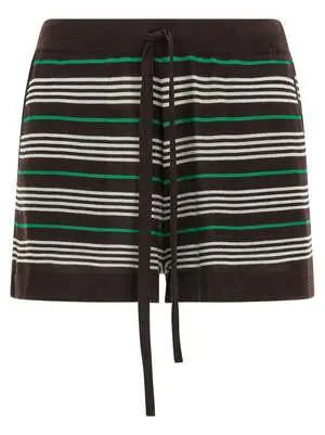 P.a.r.o.s.h Striped Wool, Silk, And Cashmere Blend Shorts - Brown