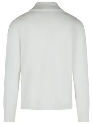 C.P. COMPANY Virgin Wool Blend Turtleneck Sweater With Lens Detail - White