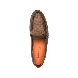Santoni Woven Design Slip-on Loafers - Brown