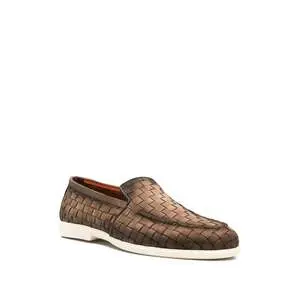 Santoni Woven Design Slip-on Loafers - Brown