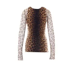 Sportmax Sheer Animal Print Long Sleeve Top