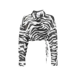 Attico Zebra Print Long Sleeve Wrap Blouse