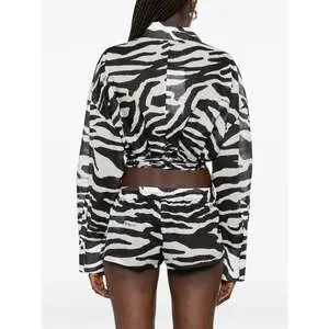 Attico Zebra Print Long Sleeve Wrap Blouse