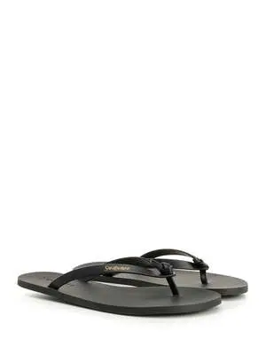 Saint Laurent Pool" Leather Flip-flops With Gold-tone Signature