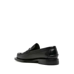 Hereu Leather Interwoven Design Loafers - Black