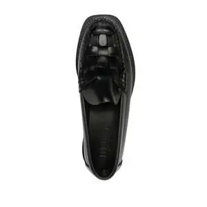 Hereu Leather Interwoven Design Loafers - Black