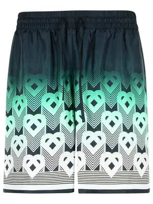 Casablanca Silk Bermuda Shorts With Monogram Gradient Print - Green