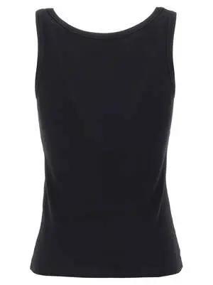 Versace 90s Vintage Logo Ribbed Tank Top - Black